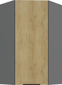CREMONA ac | horní kuchyňská skříňka 60x60 GN-108 1F (45°) rohová s policemi | 60x60 cm | EXTRA VYSOKÁ | antracit/cremona