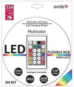 Set: profi voděodolný LED pásek 7,2W/m, RGB, délka 5m s pokročilým ovládáním a zdrojem