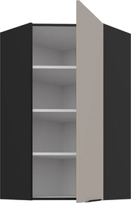 ARIA cb | horní kuchyňská skříňka 60x60 GN-108 1F (45°) rohová s policemi | 60x60 cm | EXTRA VYSOKÁ | černá/béžová