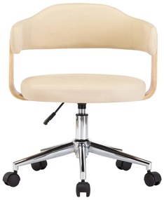 Otočná kancelářská židle krémová ohýbané dřevo a umělá kůže,  3054838