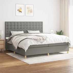 Box spring postel s matrací tmavě šedá 200x200 cm textil,  3142682
