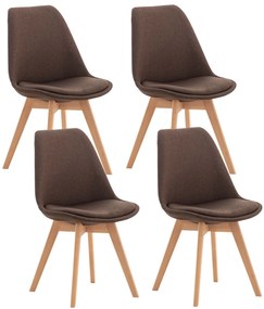 Židle Linares (SET 4 ks) ~ látka, dřevěné nohy natura - Hnědá