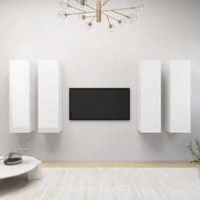 vidaXL TV skříňky 4 ks bílé vysoký lesk 30,5 x 30 x 110 cm dřevotříska