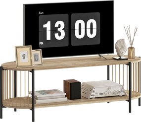 HOMCOM TV stolek Boheme až pro 55 palců s designem z papírového lanka a 2 otevřenými policemi 124x43,5x41 cm, přírodní