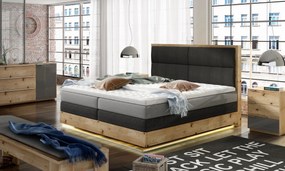 Luxusní box spring postel Toronto 160x200 + LED, grafitová Monolith