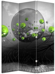 Paraván - Zelené abstraktní koule (126x170 cm)