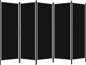 5dílný paraván černý 250 x 180 cm 320726