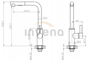 Invena Proto, stojánková dřezová baterie s výsuvnou výlevkou, černá matná, BZ-48-W04-L