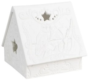 Bílý keramický domeček na čajovou svíčku Mechelen III – 8x8x8 cm