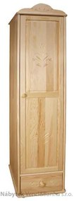dřevěná šatní skříně jedno dvířková vyřezávaná z masivního dřeva borovice z kolekce drewfilip 3