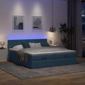 Osmanský rám postele s matracíes modrá 180x200cm textil 3312828