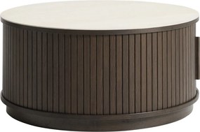 Kulatý konferenční stolek s keramickou deskou v tmavě přírodní barvě ø 85 cm Enna – Unique Furniture