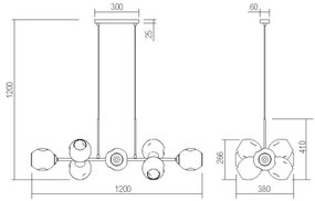 Redo 01-2620 - Lustr na lanku PIERCE 6xE27/42W/230V černá/kouřová
