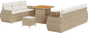 Sada zahradních pohovek s polštářem 10 pcs Béžová polyratan 3361836
