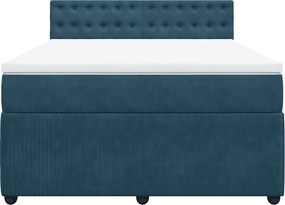 Box spring postel s matrací modrá 160 x 200 cm samet 3290098