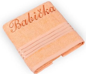 Bellatex Froté ručník kolekce Linie s výšivkou Babička 50x100 cm Babička Oranžová