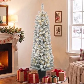 HOMCOM Vánoční stromek posypaný sněhem s 150 LED světly, 150 cm, 8 režimů, 250 větviček, zelená a bílá