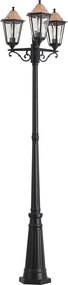 Klasická venkovní lucerna černá s mědí 220 cm 3-světla IP44 - Havana