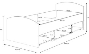 Jednolůžková postel s úložným prostorem URO 90x200 cm dub artisan/bílá