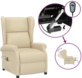 Elektrické polohovací křeslo ušák krémové textil 3098328