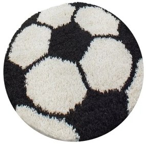 Dětský kusový koberec Fun kruh 6001 black - průměr 100 cm