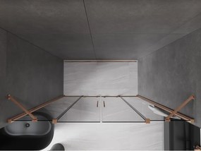 Mexen Velar Duo, posuvné sprchové dveře do otvoru 180 cm, 8mm šedé sklo, měděná matná, 871-180-000-42-65