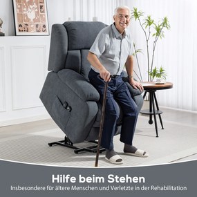 HOMCOM Televizní křeslo s funkcí vstávání, elektrické relaxační křeslo s funkcí ležení, masážní funkcí, 93x91x103 cm, tmavě šedé