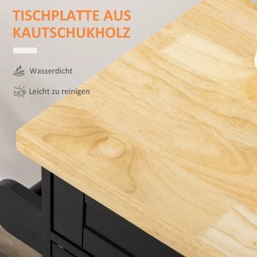 HOMCOM Kuchyňský vozík Servírovací vozík s pracovní deskou a stojanem na kořenky Držák na ručníky do obývacího pokoje a jídelny 109x40x89cm |