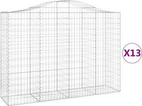 Klenuté gabionové koše 13ks 200x50x140/160cm pozinkované železo 3145693
