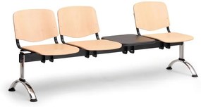 Dřevěné lavice ISO II, 3-sedák+ stolek, chromované nohy