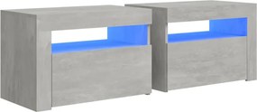Noční stolky 2 ks s LED osvětlením betonově šedé 60x35x40 cm 3080738