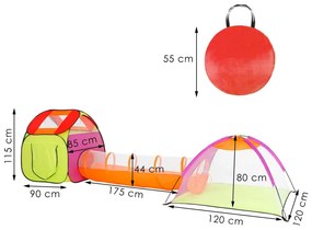 Dětský stan s tunelem, barevný SPRINGOS KG0016