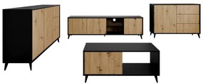 Sestava nábytku do obývacího pokoje Oksawi II, Barva dřeva: dub artisan / černý