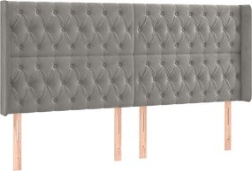 Čelo postele typu ušák světle šedé 203x16x118/128 cm samet 3119982
