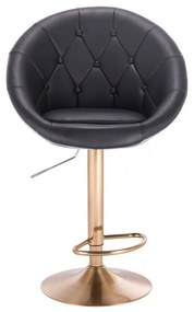 LuxuryForm Barová židle VERA na zlatém talíři  - černá