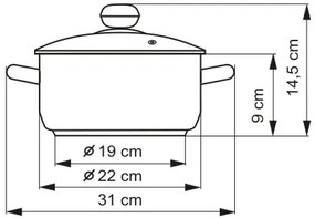 KOLIMAX - české nerezové nádobí Rendlík s poklicí KOLIMAX CERAMMAX PRO STANDARD - granit černý, 22 cm, 3,0 l