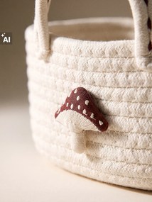 Sinsay - Pletený úložný koš s aplikací houby - bílá