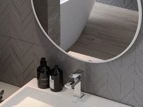 Mexen Loft, kulaté koupelnové zrcadlo 90 cm, barva rámu bílá, 9850-090-090-000-20