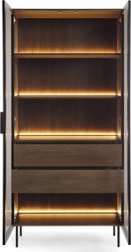 LUMI d | vysoká vitrína 91 2D2S + LED | 91,5 cm | dub dunin/černá