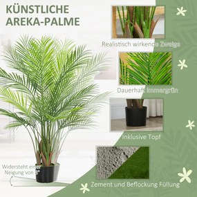 HOMCOM Velká umělá palma 120 cm Umělá rostlina z plastu v květináči pro obývací pokoj, kancelář