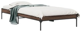 Rám postele hnědý dub 90 x 200 cm kompozitní dřevo a kov - Default Title