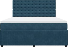 Box spring postel s matrací modrá 180 x 200 cm samet 3294722