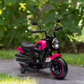 HOMCOM Dětská elektrická motorka s odnímatelnými tréninkovými koly, dětská motorka pro 1,5-3 roky, elektrické vozidlo v růžové barvě