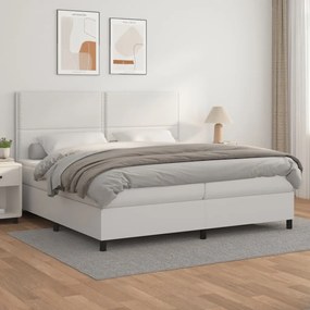 Box spring postel s matrací bílá 200x200 cm umělá kůže,  3142804