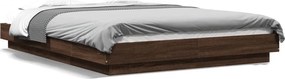 vidaXL Rám postele s LED osvětlením 135x190 cm kompozitní dřevo [3281137] Barva: Hnědá