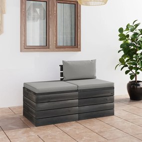 vidaXL 2dílná zahradní sedací souprava z palet + podušky borové dřevo [3061677] Barva polštáře: Černá
