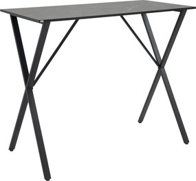 HOMCOM Moderní barová plocha v industriálním stylu, vysoký kuchyňský stůl s dřevem s mramorovým efektem a ocelí, 120 x 60 x 102 cm, černý