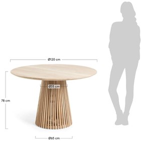 Teakový kulatý jídelní stůl Kave Home Jeanette 120 cm