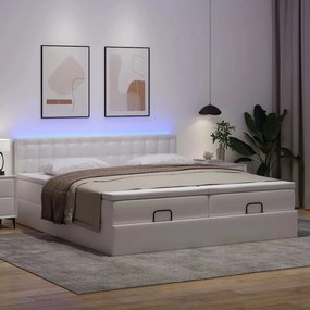 Osmanský rám postele s matrací bílý 200x200cm umělá kůže 3312811