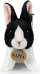 RAPPA Plyšový králík bílo-černý sedící 16 cm / ECO-FRIENDLY / od 0 měs
